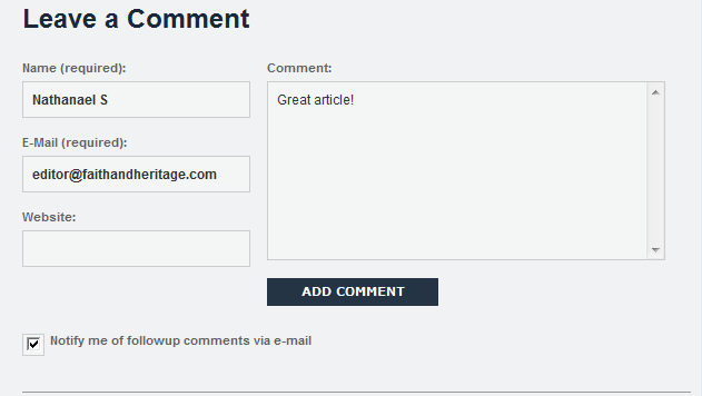 Changes to the Commenting System | Faith & Heritage